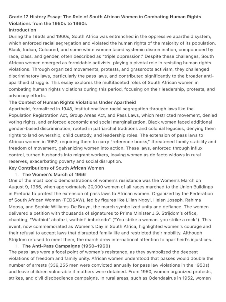 South African Women's Activism Against Apartheid | PDF | Apartheid ...