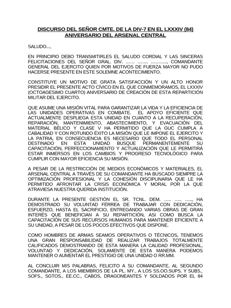 Aniversario Arcenal Central | PDF | Militar
