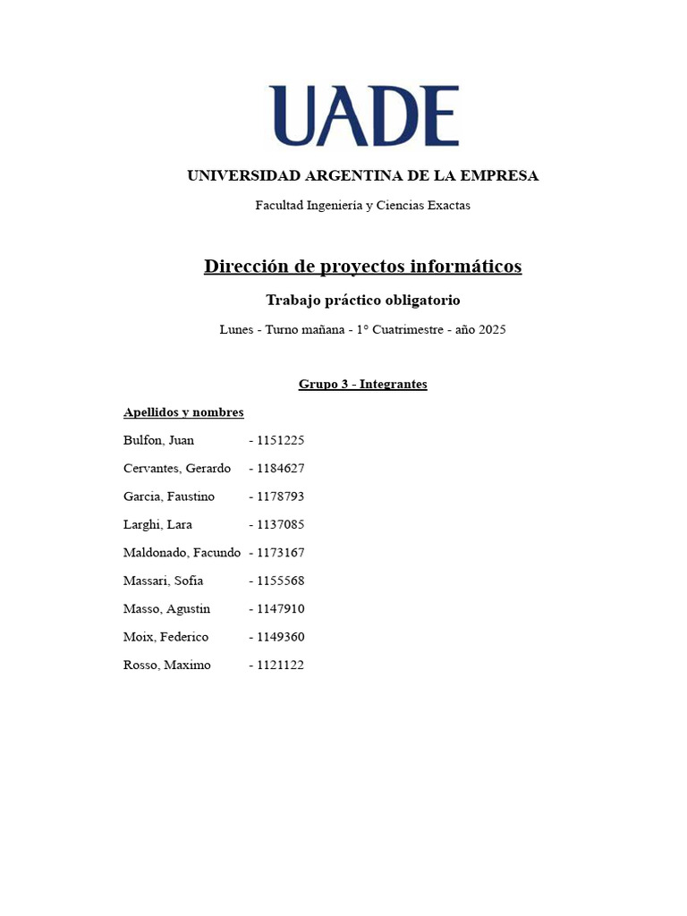 TPO Dirección de Proyectos Grupo 3 | PDF | Software | Inteligencia artificial