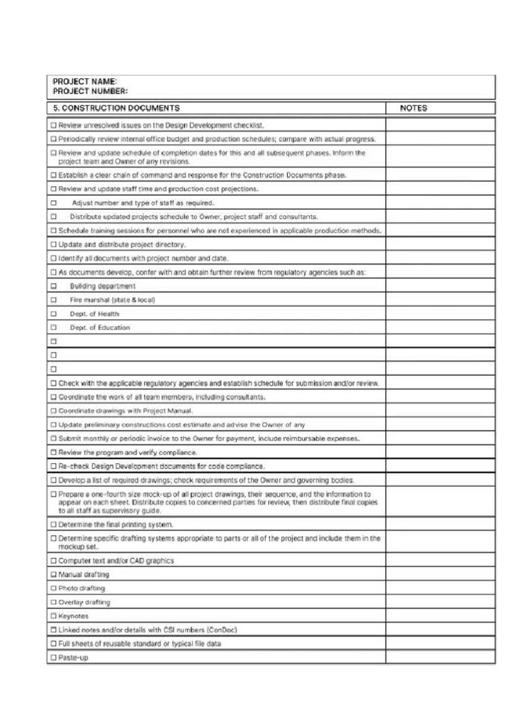 Construction Documents Checklists | PDF