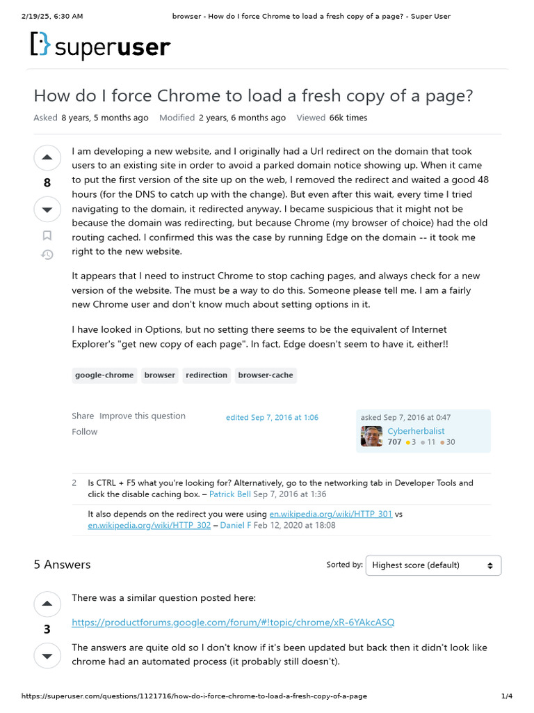 Force Chrome to Bypass Cache | PDF | Software | Computing
