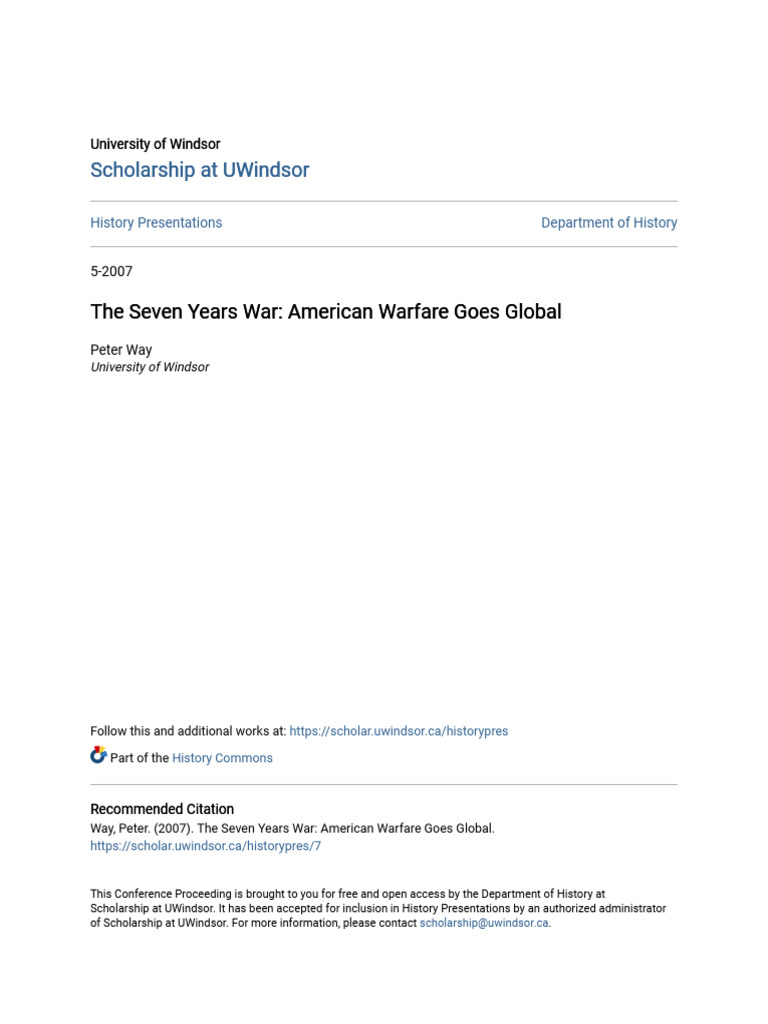Seven Years War: Global Impact Analysis | PDF | British Empire ...