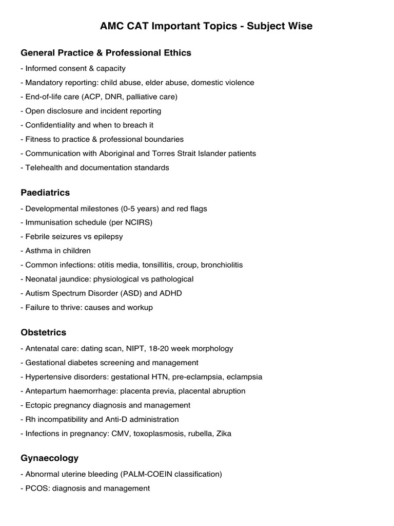 Important Topics Subject Wise | PDF
