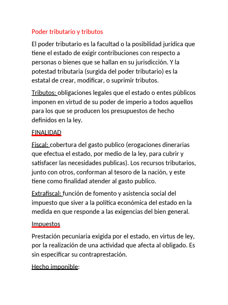 Poder Tributario y Tributos | PDF | Impuestos | Economias