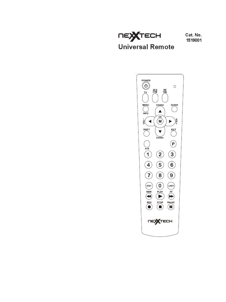 Nexttech Universal Remote 1519001 | PDF | Videocassette Recorder ...