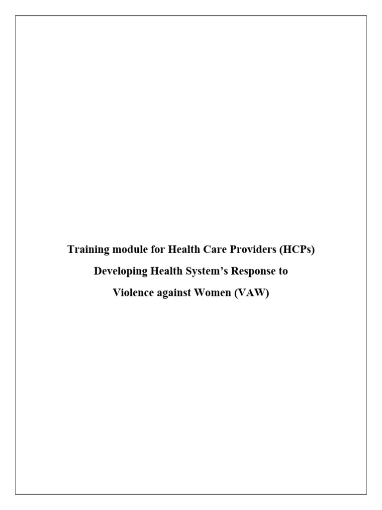 Health Care Response to VAW- Training Module | PDF | Violence ...