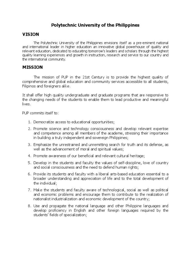 Pup Vision | PDF | Leadership | Higher Education