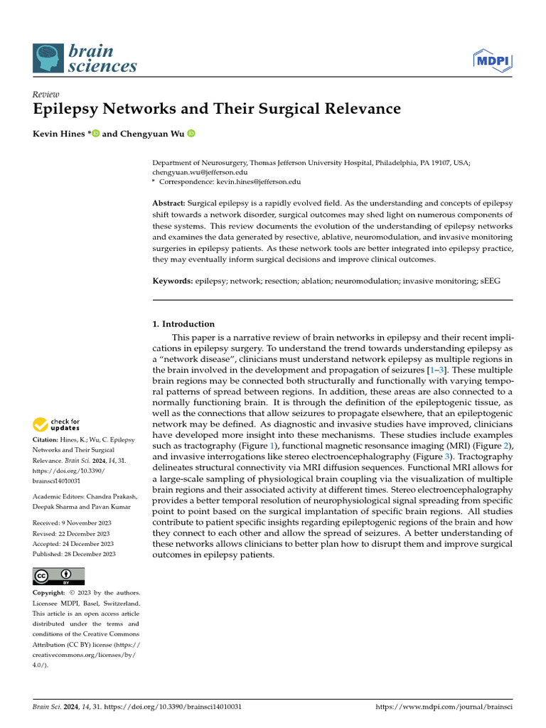 Epilepsy Networks and Their Surgical Relevance | PDF | Deep Brain Stimulation | Epilepsy