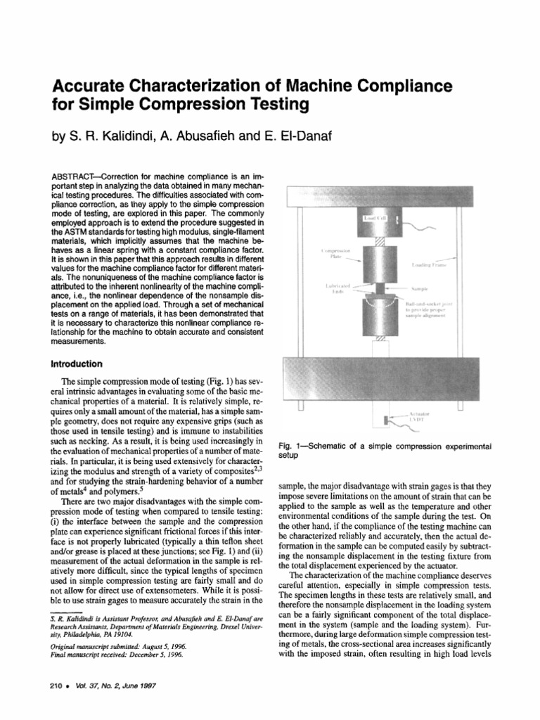 Loadframe Compliance Correction For Compression Tests - Kaladindi | PDF ...
