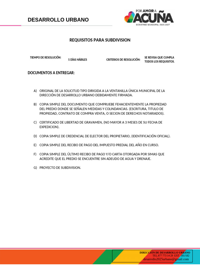 Requisitos de Subdivision 2025 | PDF | Consentimiento | Derecho empresarial
