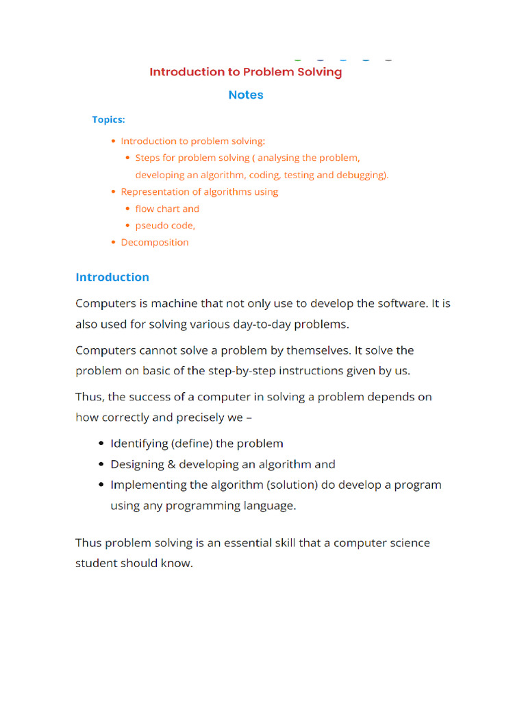 Fundamental Of Programming Problemsolving Pdf Central Processing Unit Computer Data Storage
