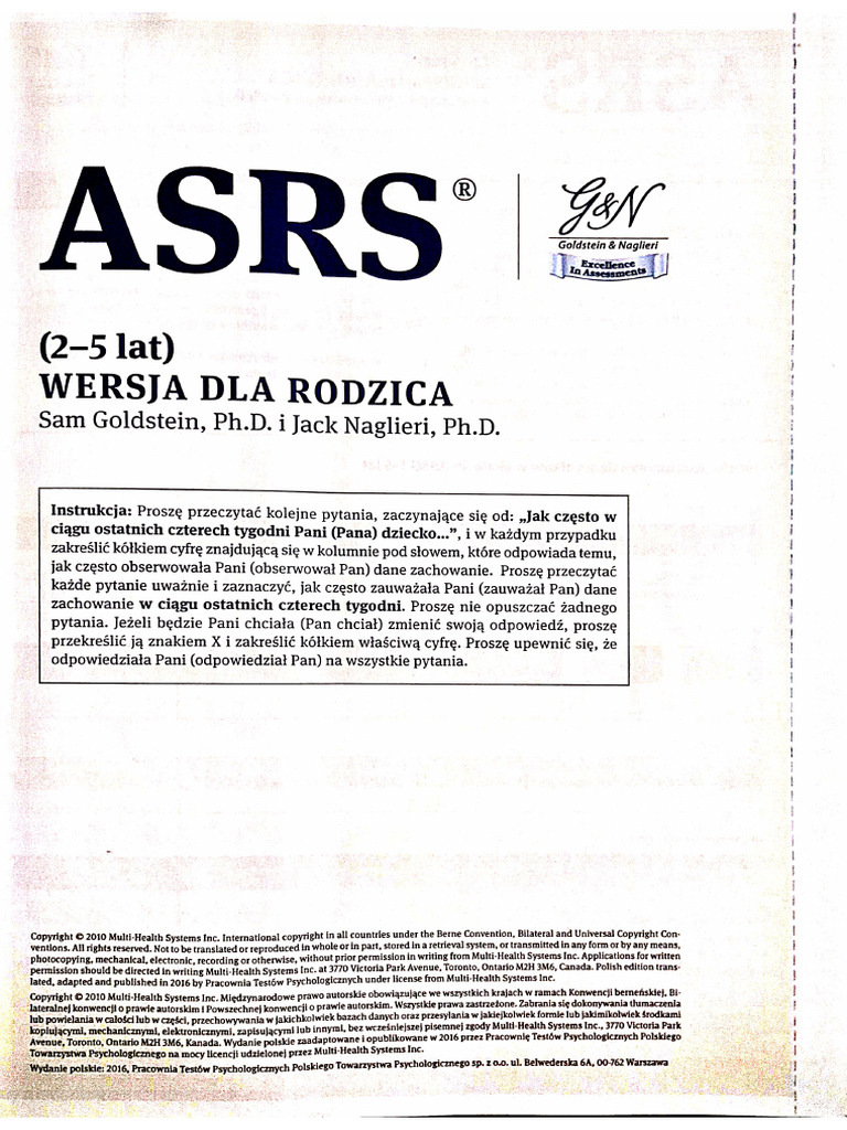 ASRS W. Dla Rodzica 2-5 Lat | PDF