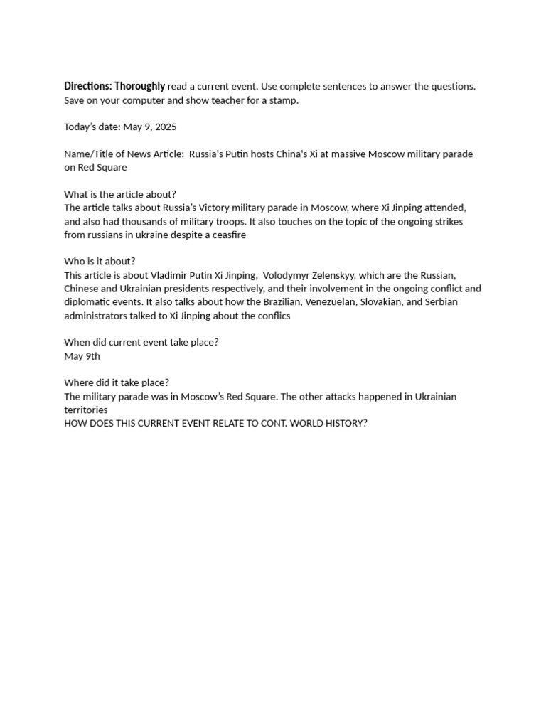 Current Event Template | PDF