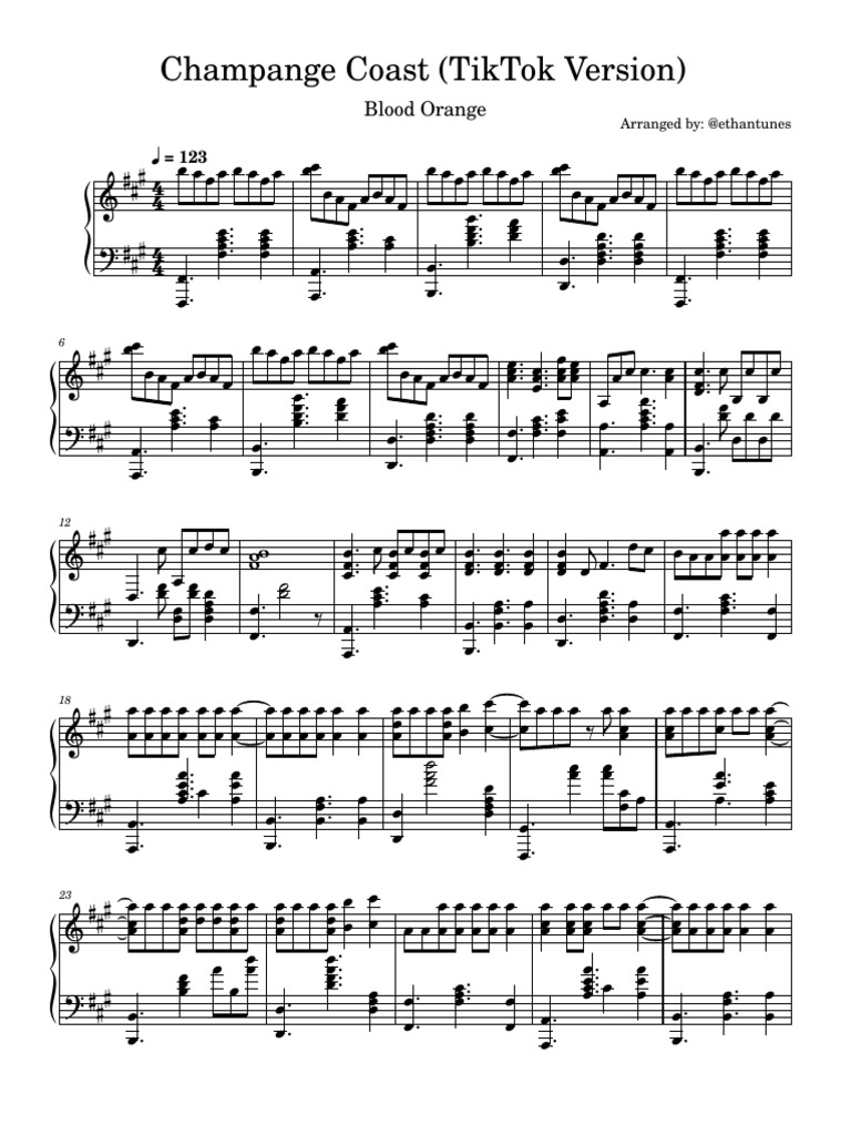 Champange Coast Sheet Music EthanTunes | PDF
