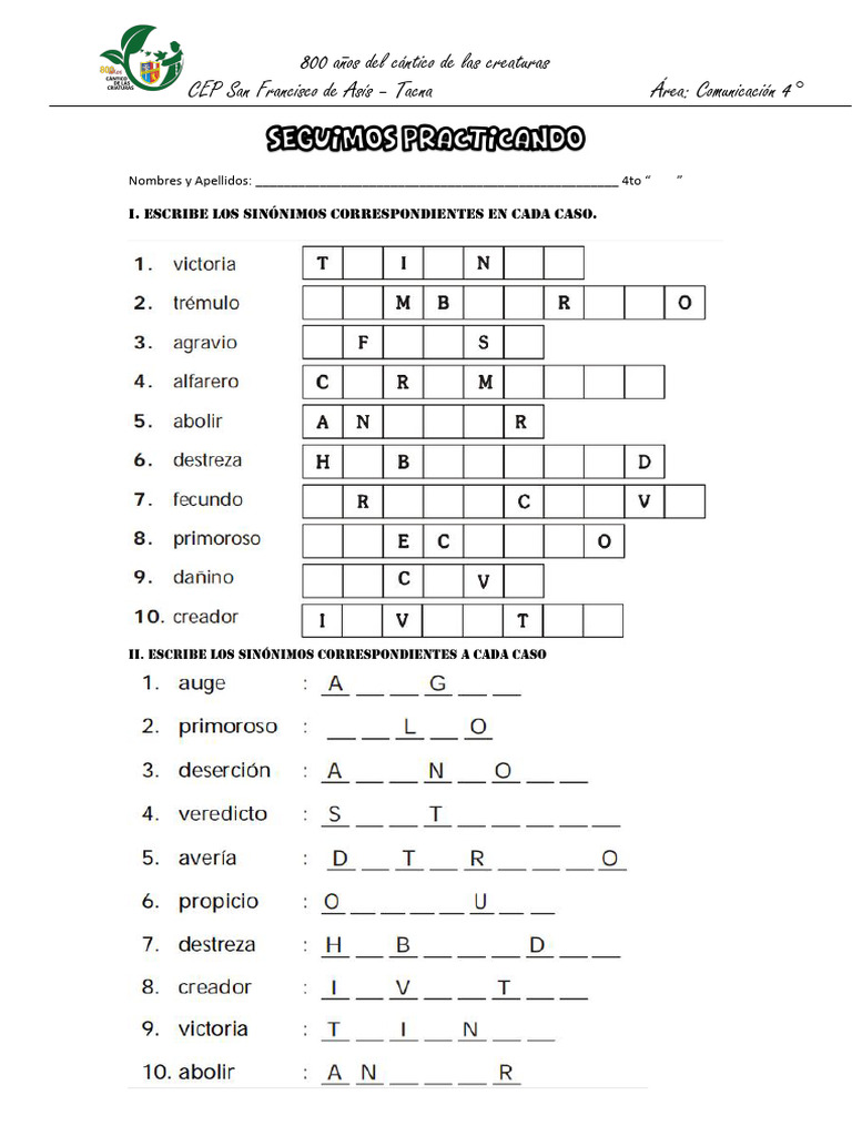 Seguimos Practicando - Sinonimos y Antonimos | PDF