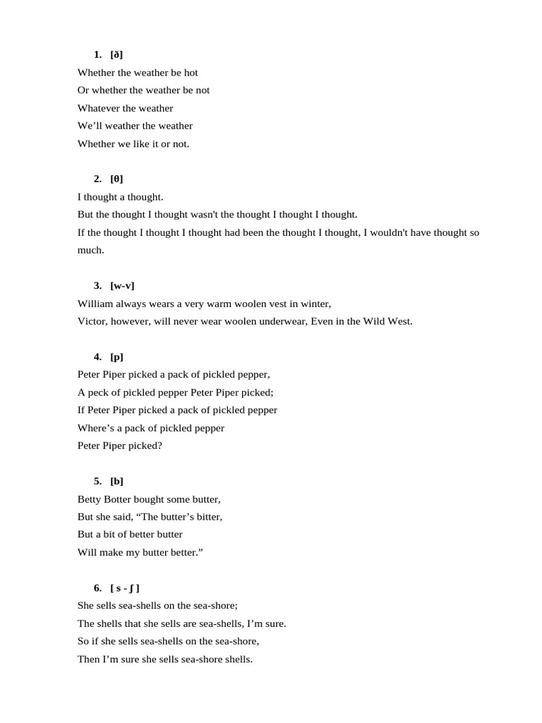 Fun Tongue Twisters for All Ages | PDF