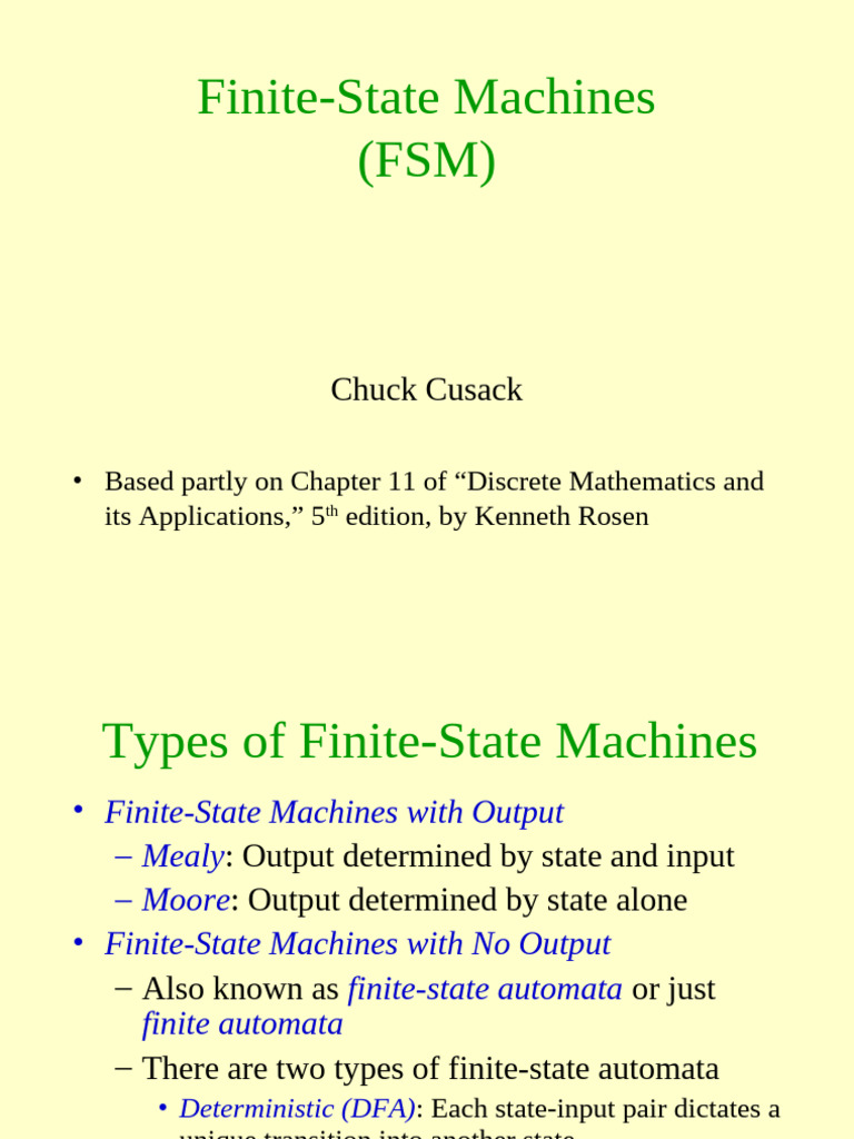 Finite State Machines | PDF | Theory Of Computation | Models Of Computation