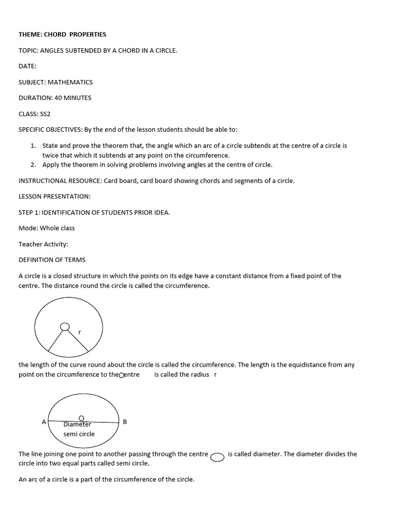 Lesson Note For Second Term SS2 (2024) | PDF | Circle | Angle