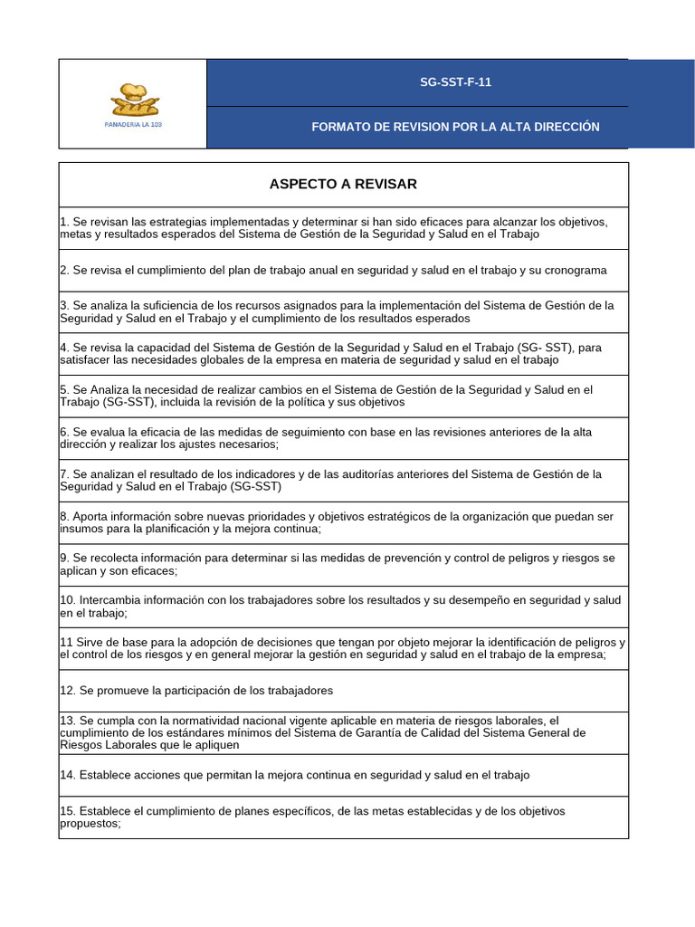 Revisión del Sistema de Gestión SG-SST | PDF | La seguridad informática ...