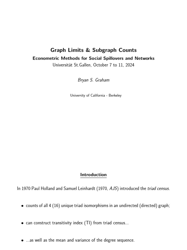 11 ST Gallen Oct2024 Subgraphs | PDF | Discrete Mathematics | Combinatorics