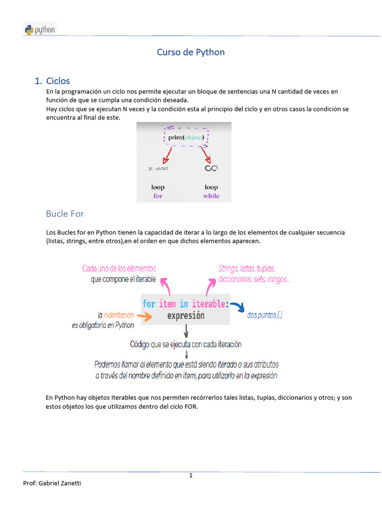 Ciclos y Bucles For en Python | PDF