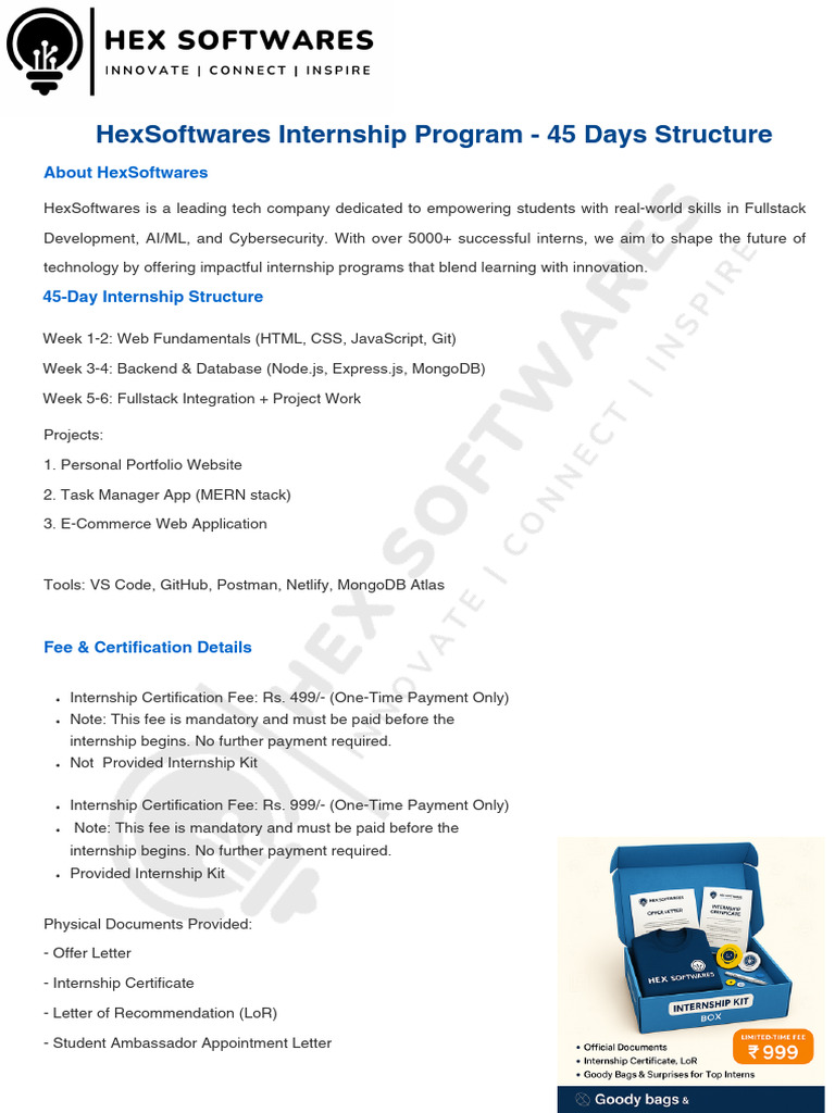 HexSoftwares 45 Day Internship Program (1) .PDF 20250425 224629 0000 | PDF