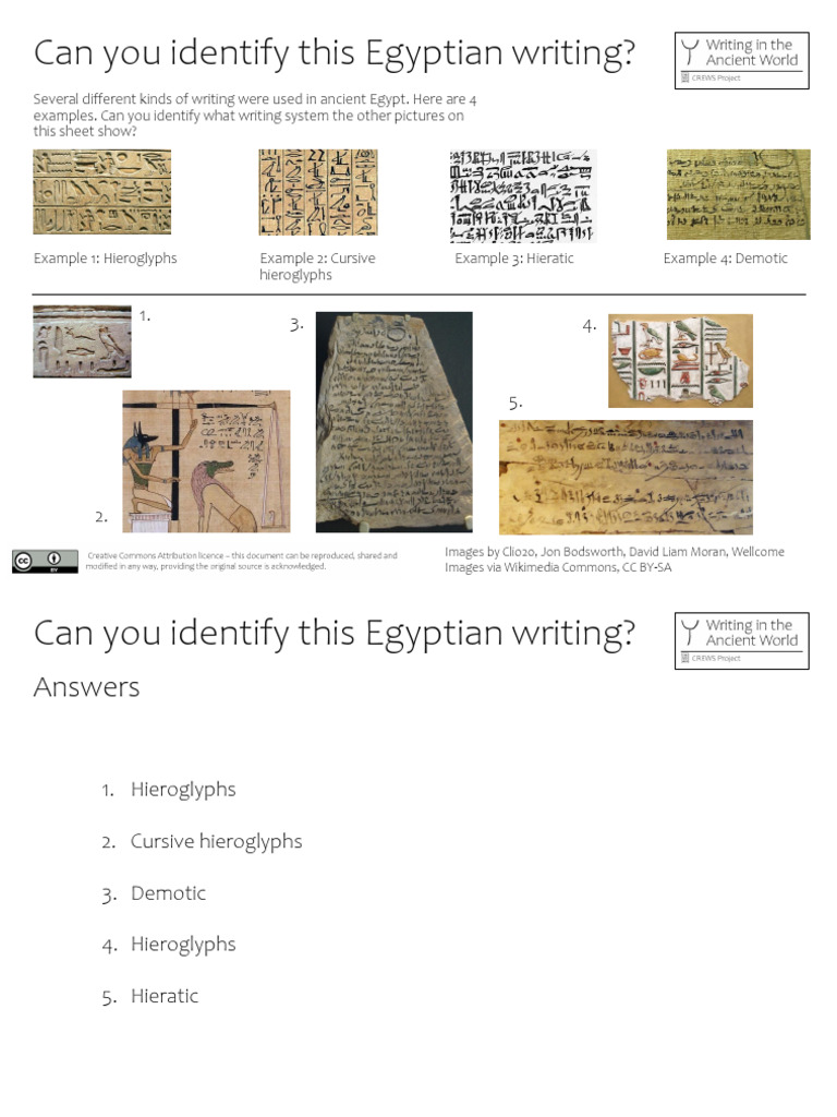 03 - Exercise - Identify Egyptian Writing (Advanced) | PDF
