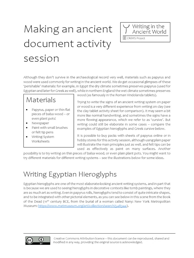 08 - Ancient Document Activity Sheet - For Teachers | PDF | Epigraphy ...