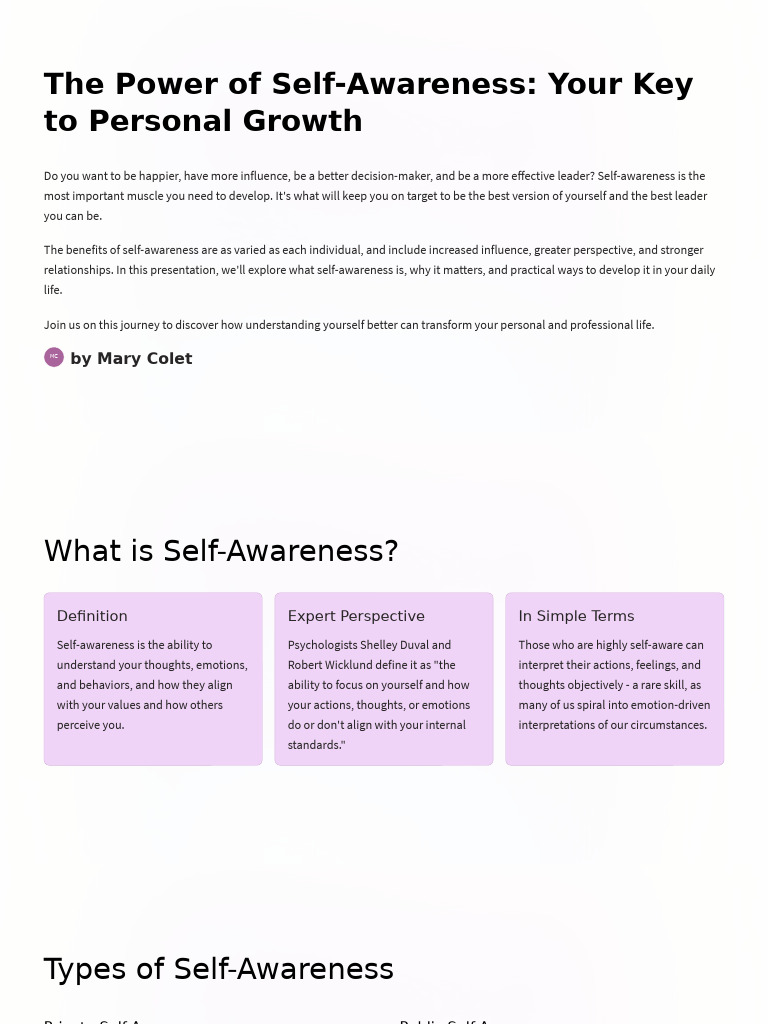 The Power of Self Awareness Your Key To Personal Growth | PDF | Self Awareness | Empathy