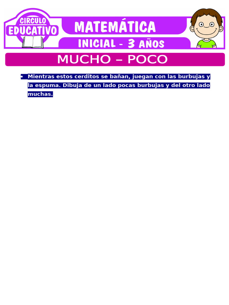 Mucho y Poco para Ninos de Tres Anos | PDF