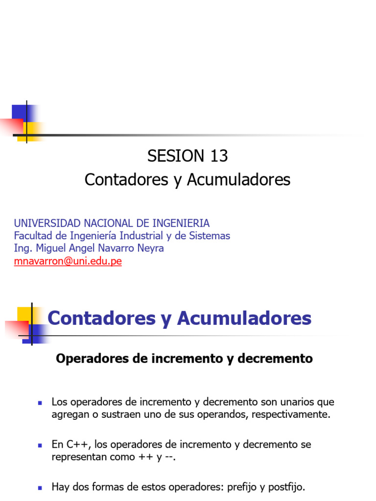 Sesión 13 - Contadores y Acumuladores | PDF