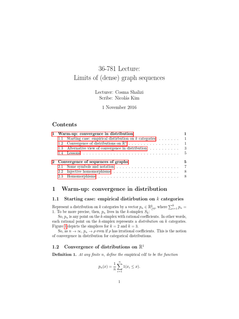 Limits of Graph Sequences | PDF | Mathematical Analysis | Mathematical Concepts