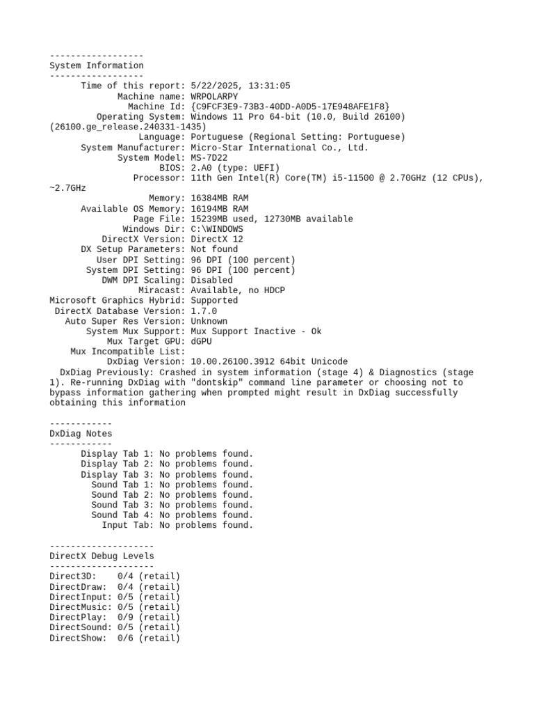 DX Diag | PDF | Device Driver | Graphics Processing Unit