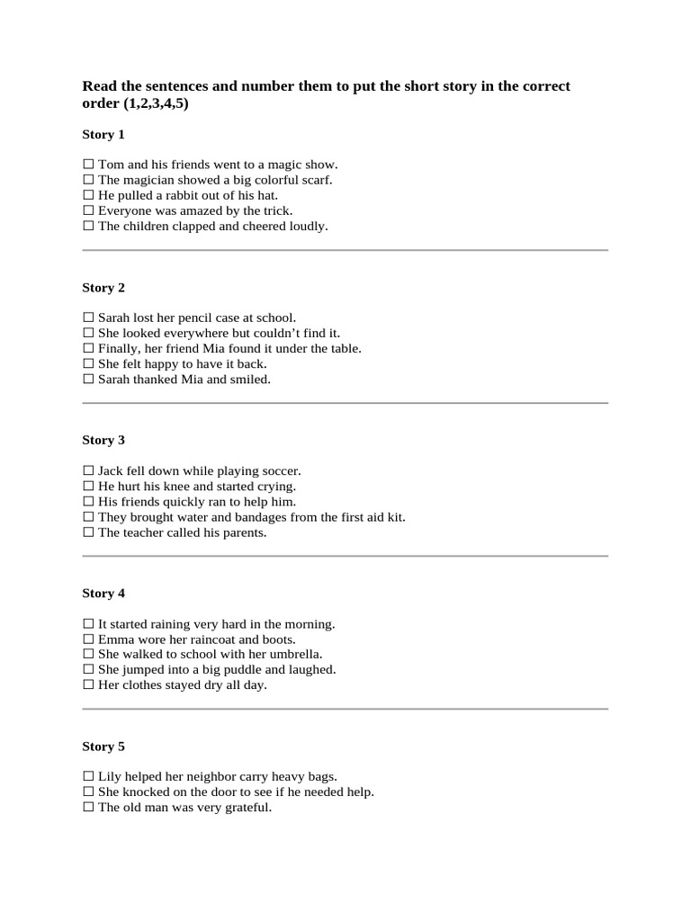 Short Story Sequencing Activity | PDF
