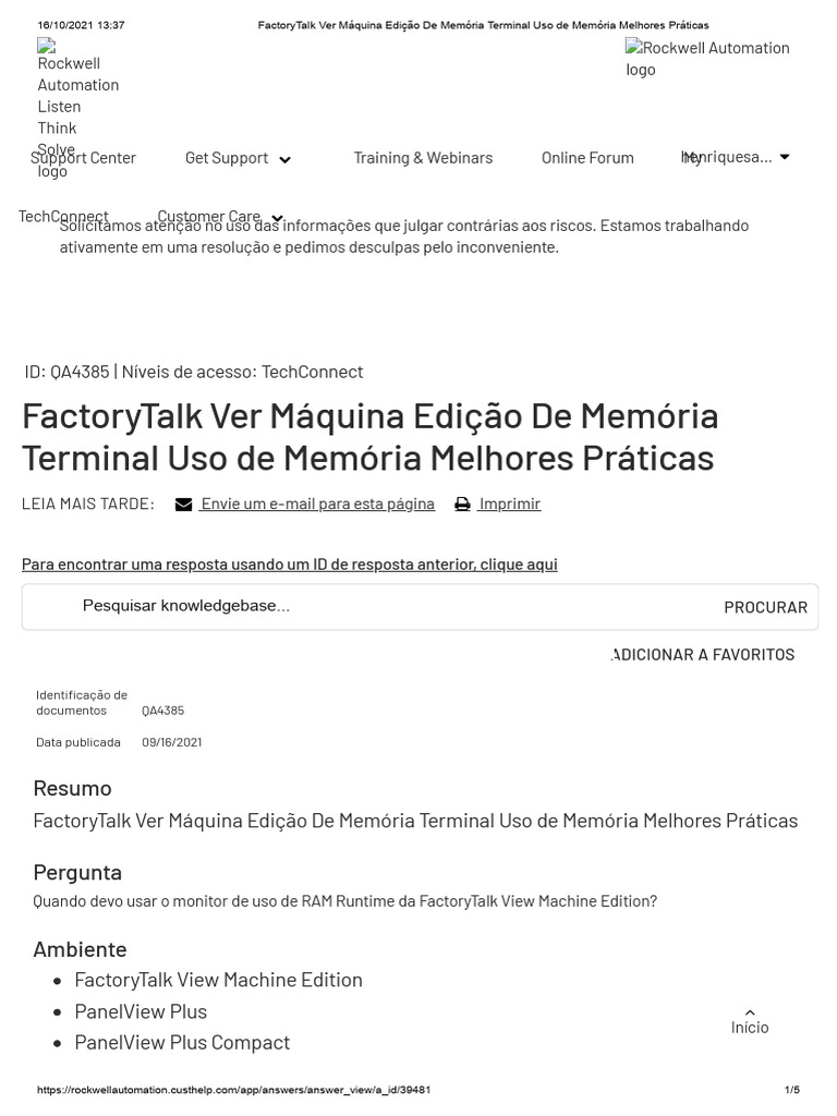 FactoryTalk View Machine Edition Terminal Memory Usage Best Practices ...