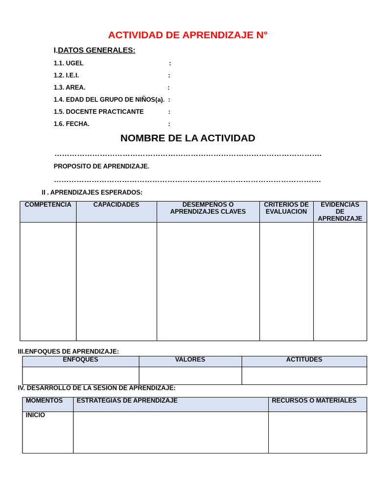 Esquema de Sesion | PDF