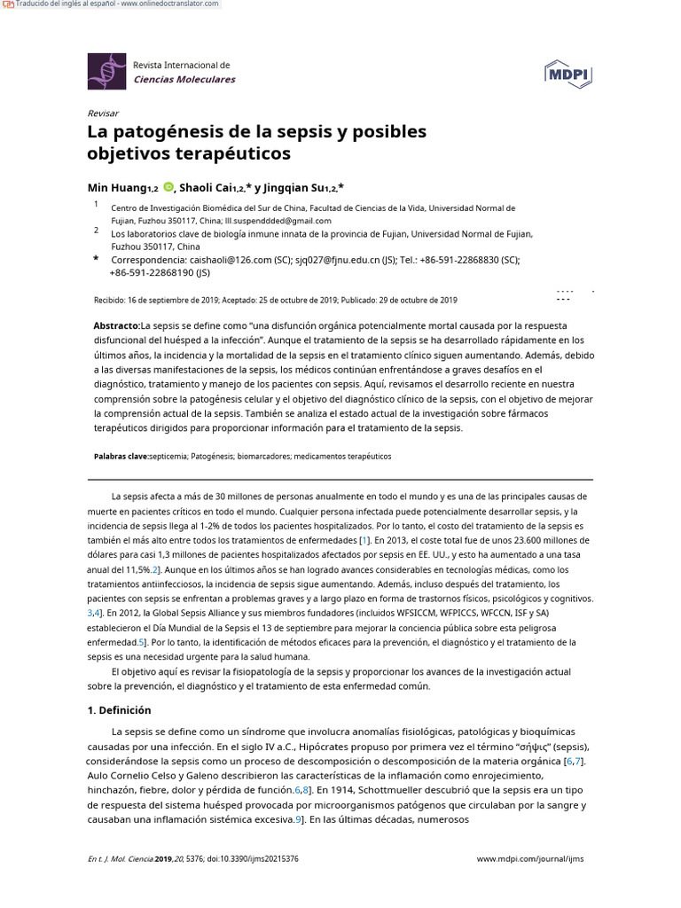 Patogenesis de Sepsis - En.es | PDF | Septicemia | Receptor de peaje