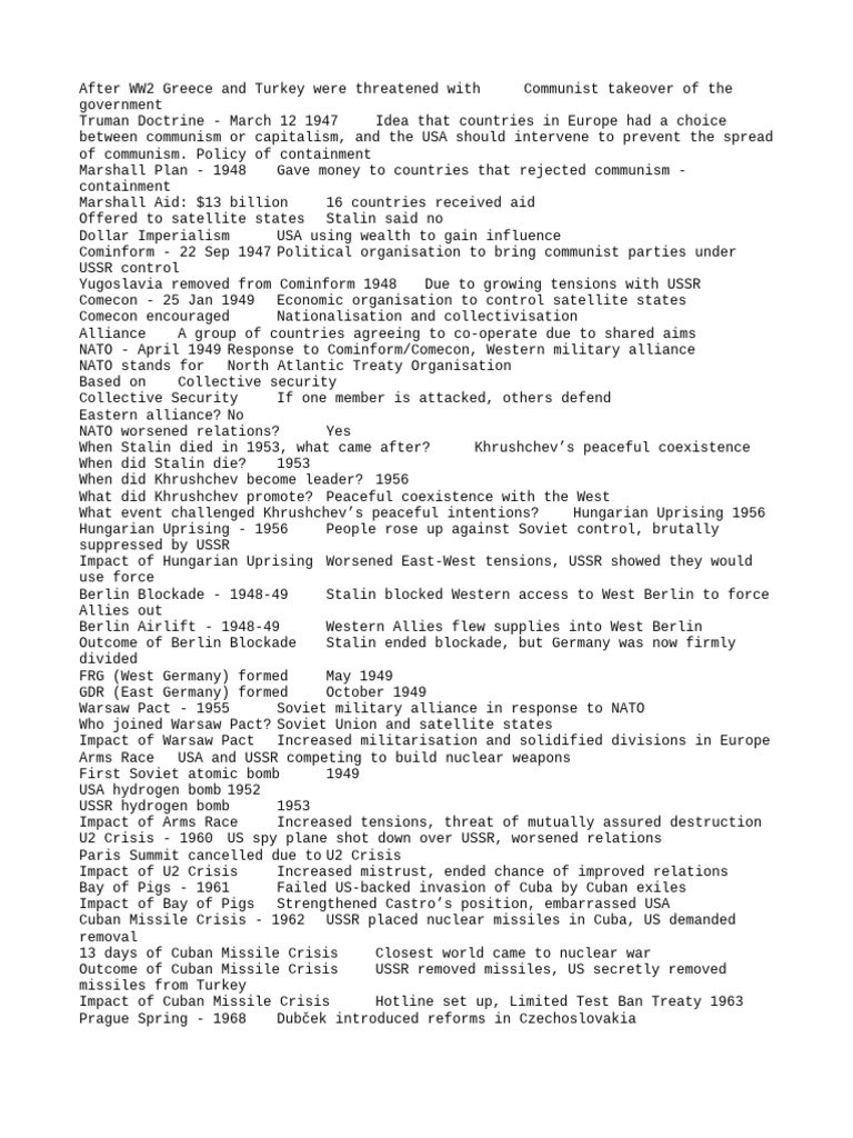 Edexcel Cold War Flashcards Anki Format | PDF | Cold War | Soviet Union