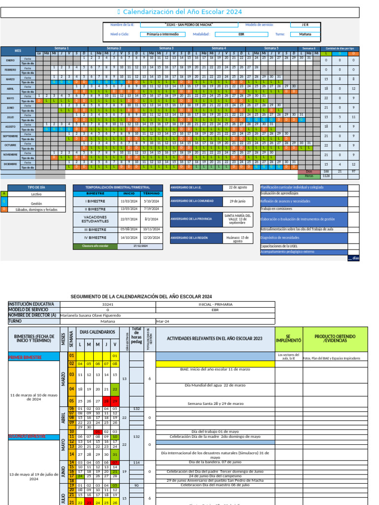 Calendarización 2024 | PDF
