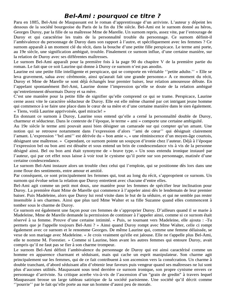 Ambivalence du surnom "Bel-Ami" | PDF | Romans