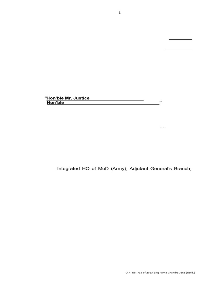 OA 715 of 2023 Brig Purna Chandra Jena - PCDA Overrule - Sapper ...
