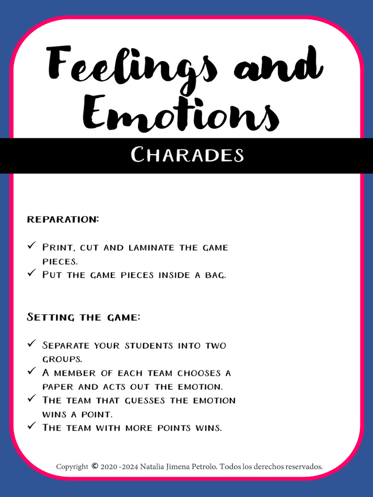 Feelings and Emotions - Charades | PDF