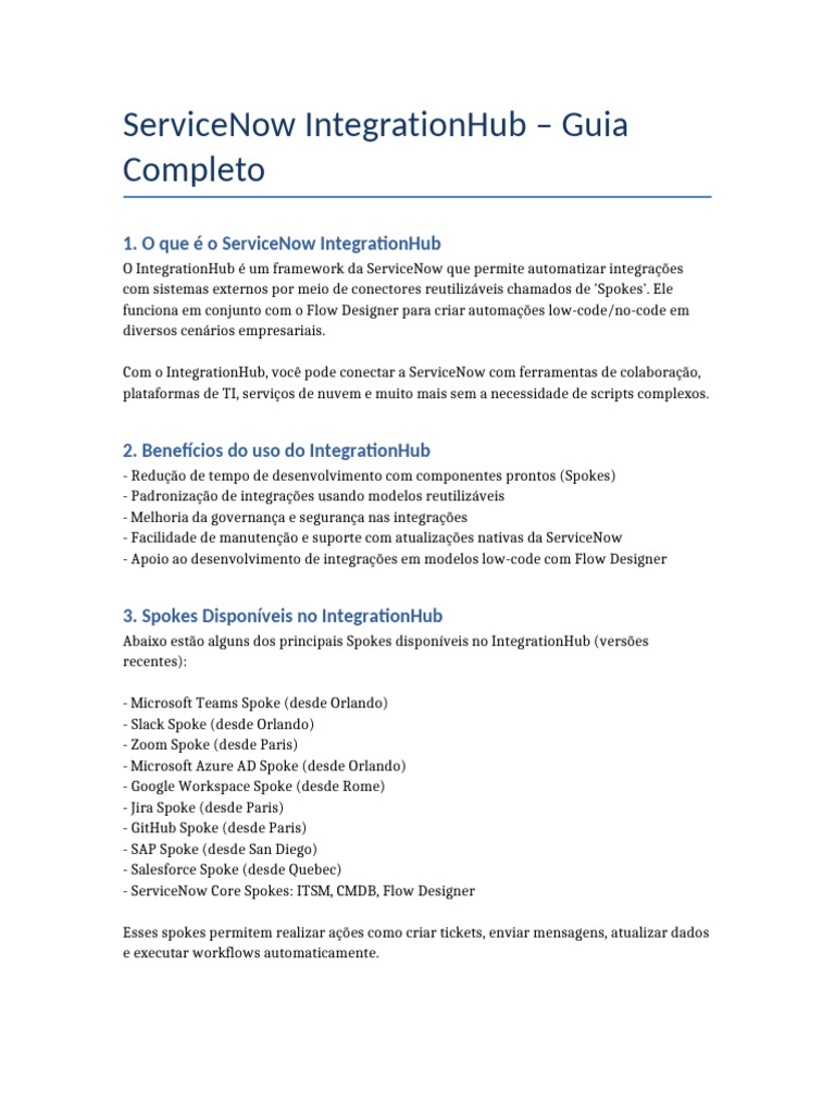 ServiceNow IntegrationHub Informacoes Basicas | PDF