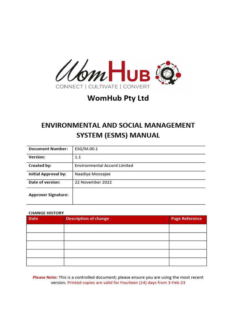 Environmental and Social Management Manual | PDF | Labour Law ...