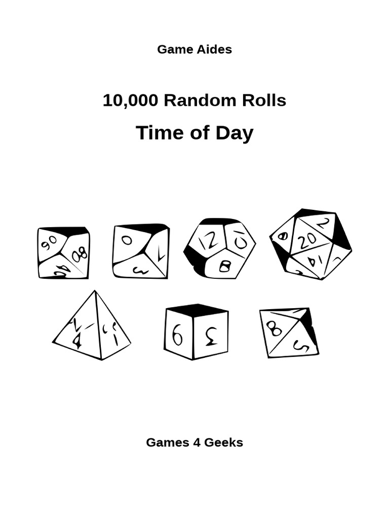 10,000 Random Rolls: Time of Day | PDF | Tabletop Games | Role Playing ...
