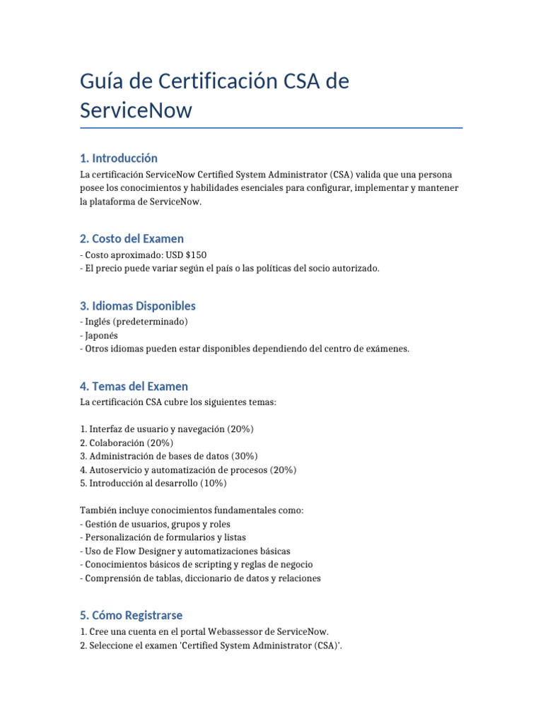 Guia Certificacion ServiceNow CSA | PDF