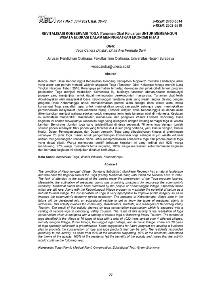 Revitalisasi Konservasi Toga Tanaman Oba | PDF