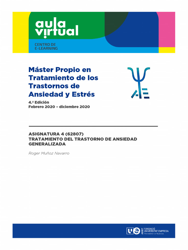 4. Tratamiento de Trastorno de Ansiedad Generalizada | PDF | Manual Diagnóstico y Estadístico de ...
