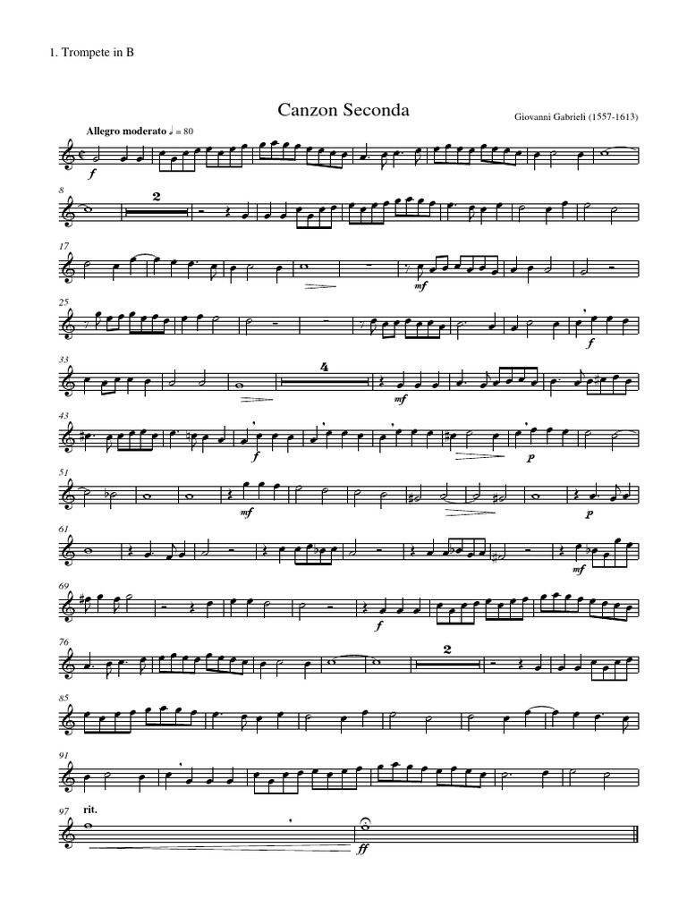 Canzon Seconda-Gabrieli 1. Trompete | PDF