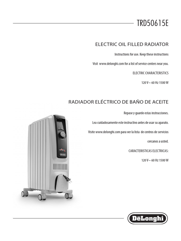 Dragon4 Pro Portable Radiator Heater TRD50615E Manual 0110878304 | PDF ...